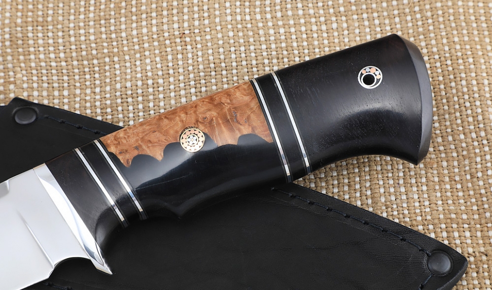 Нож Аллигатор - 2 сталь sandvik 12C27 рукоять черный граб гибрид ...